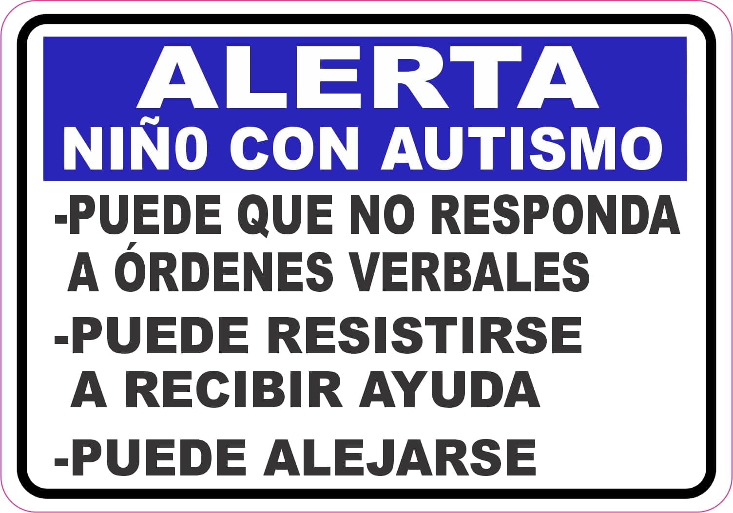 StickerTalk Alerta Niño Con Autismo Vinyl Sticker, 5 inches by 3.5 ...