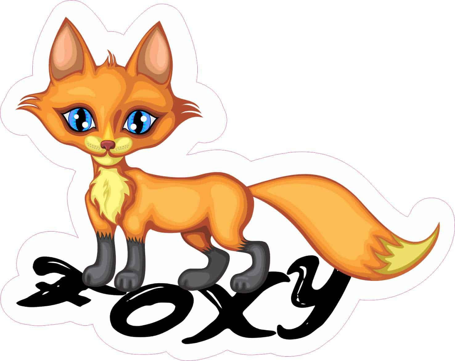 StickerTalk Blue Eyed Fox Foxy Vinyl Sticker, 5 inches x 4 inches ...
