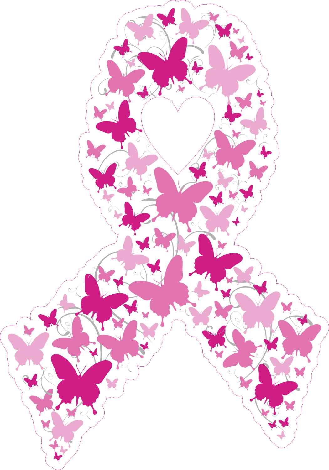 StickerTalk Butterfly Cancer Ribbon Sticker, 3.5 inches x 5 inches ...