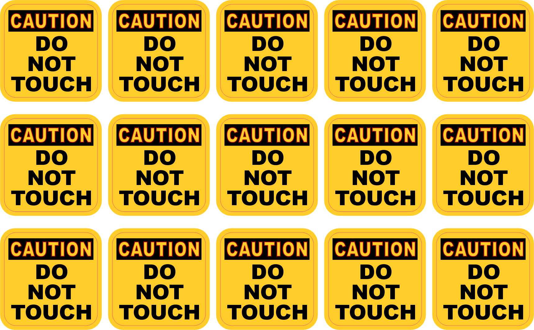 StickerTalk Caution Do Not Touch Vinyl Stickers, 1 sheet of 15 stickers ...
