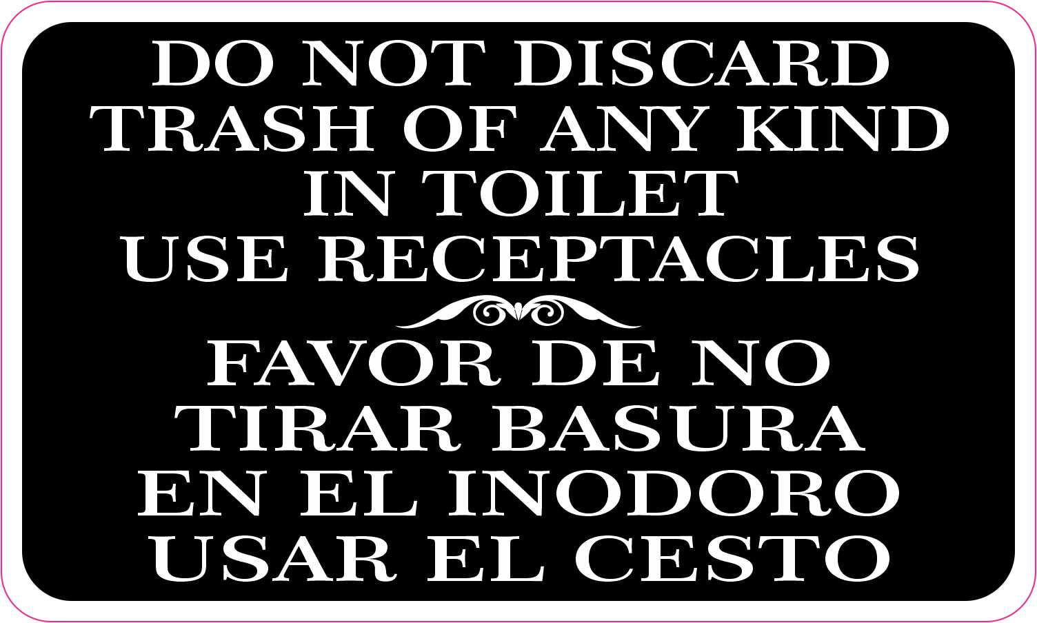 StickerTalk Do Not Discard Trash in Toilet Vinyl Sticker, 5 inches x 3 ...