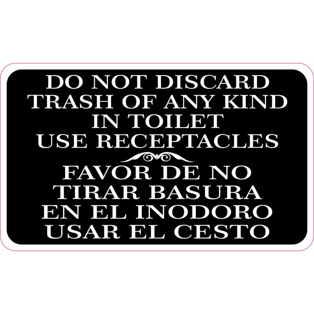 StickerTalk Do Not Discard Trash in Toilet Vinyl Sticker, 5 inches x 3 ...