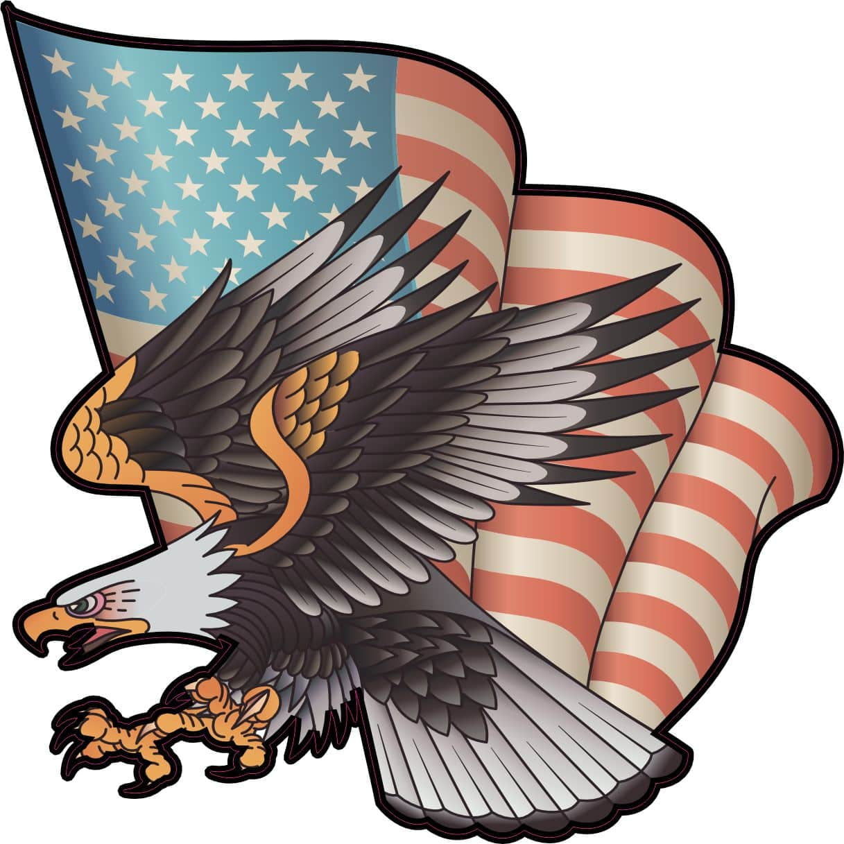 StickerTalk Eagle and US Flag Sticker, 4 inches x 4 inches - Walmart.com