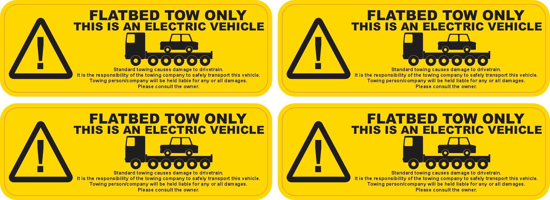 StickerTalk Electric Vehicle Flatbed Tow Sticker, 1 sheet of 4, 3 ...