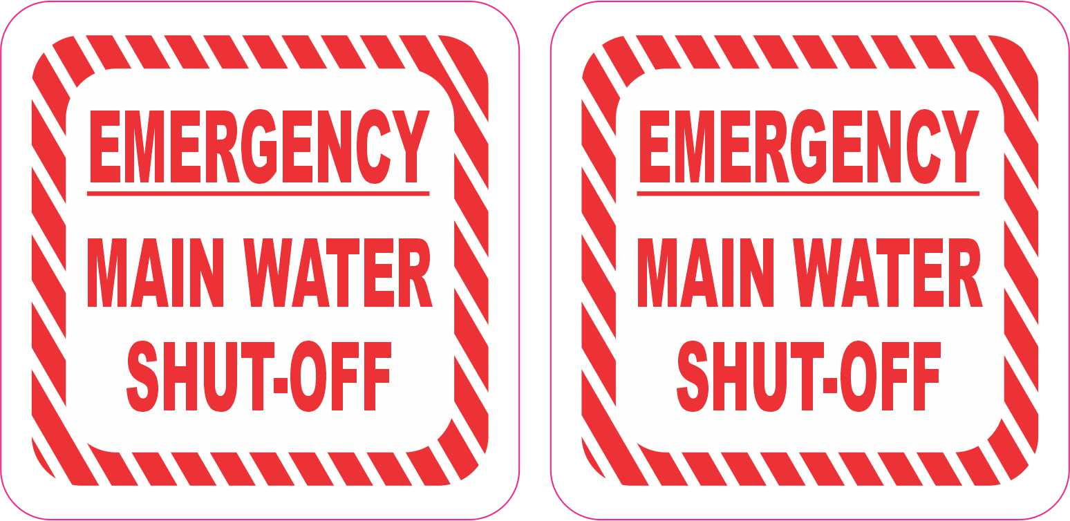 StickerTalk Emergency Main Water Shut-Off Vinyl Stickers, 1 sheet of 2 ...