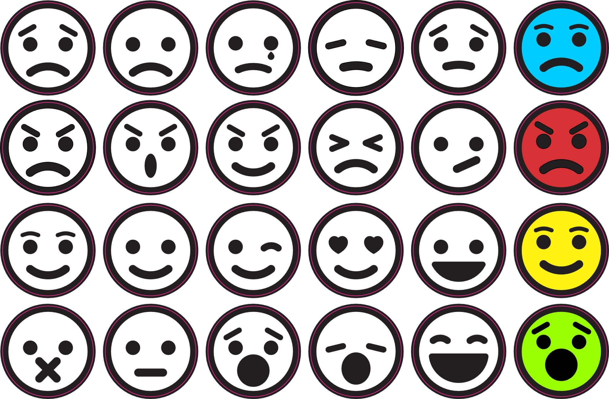 StickerTalk Facial Expression Emoji Vinyl Stickers, 1 inches x 1 inches ...