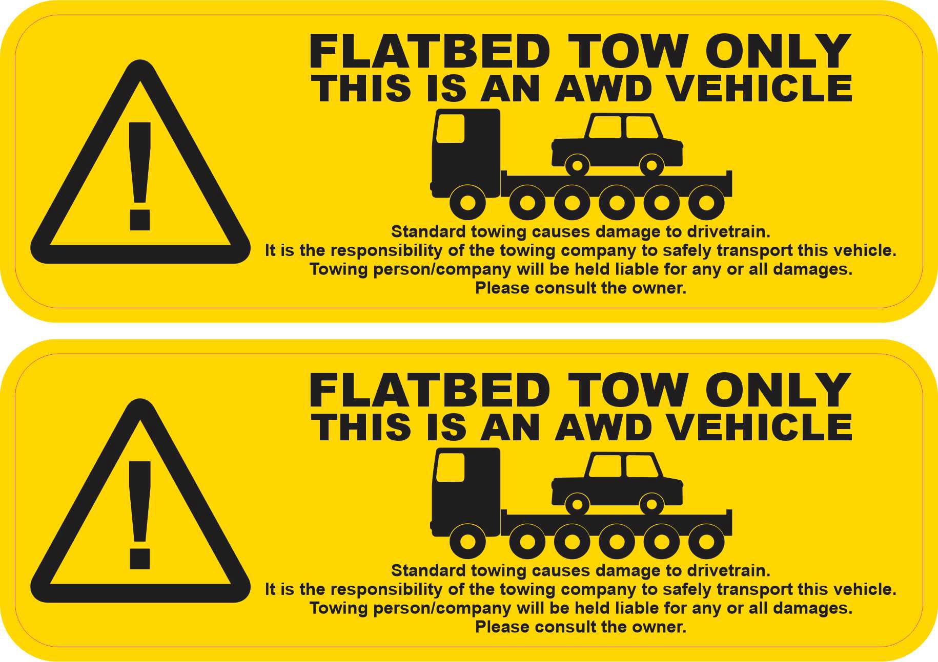 StickerTalk Flatbed Tow Only Vinyl Stickers, 1 sheet of 2 stickers, 6 ...