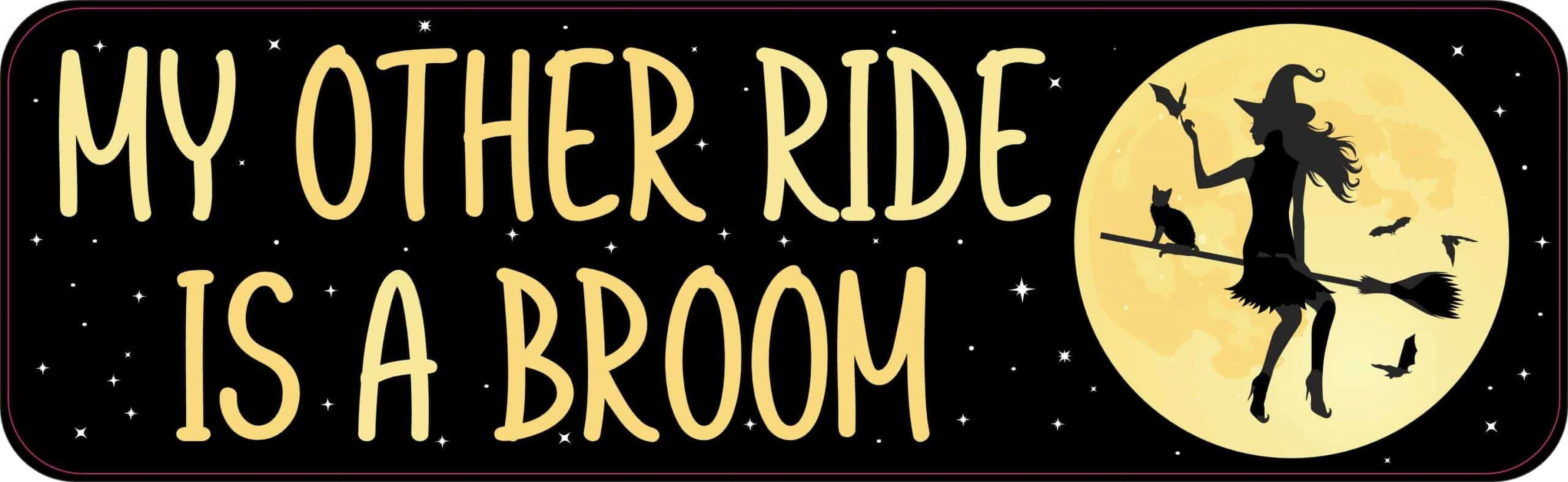StickerTalk My Other Ride is a Broom Halloween Sticker, 10 inches x 3 ...