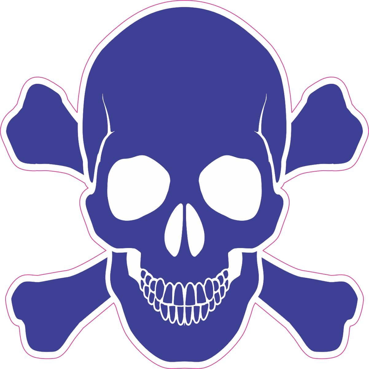 StickerTalk Navy Blue Skull and Crossbones Vinyl Sticker, 4 inches x 4 ...