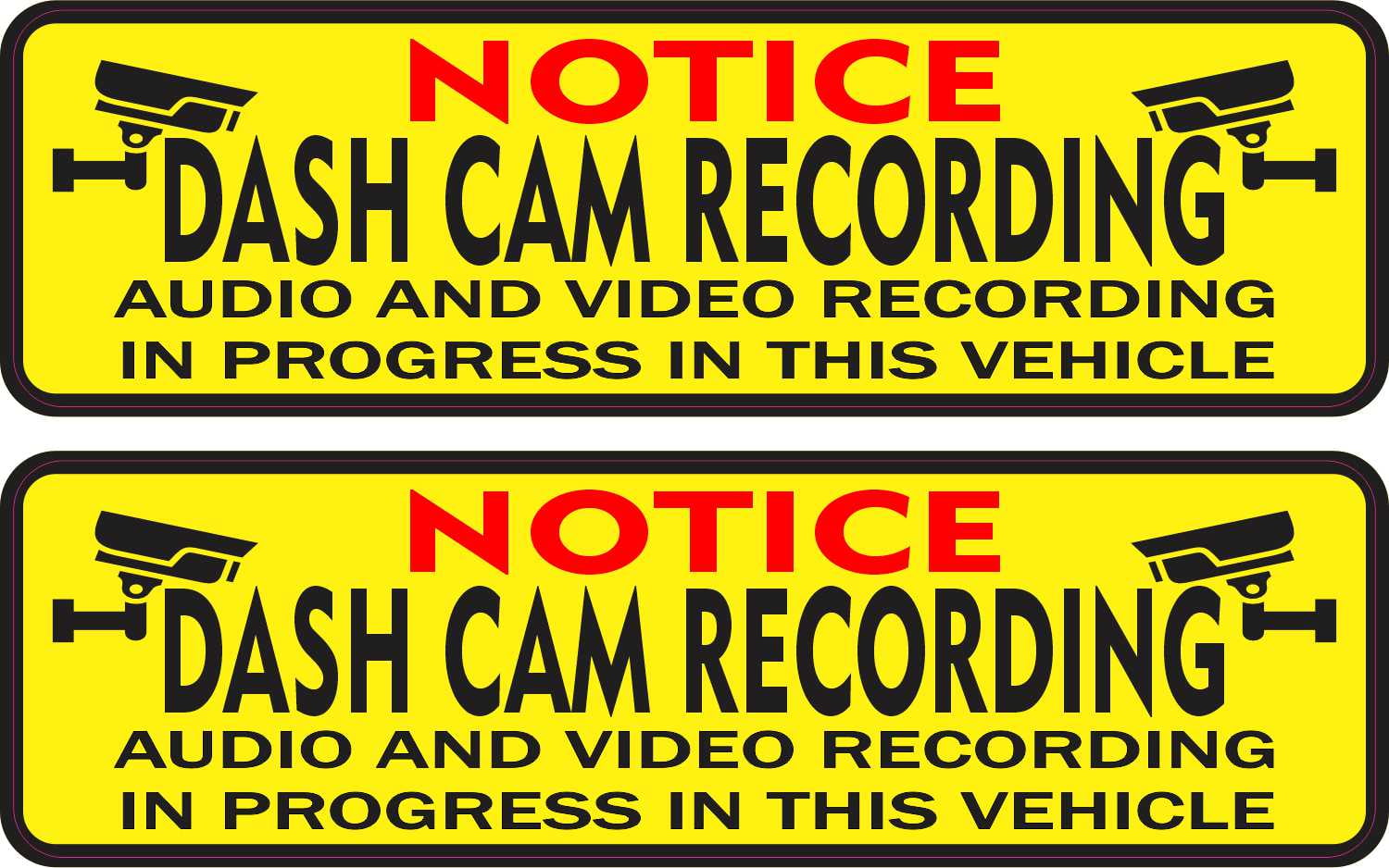 StickerTalk Notice Dash Cam Vinyl Stickers, 1 sheet of 2 stickers, 5 ...