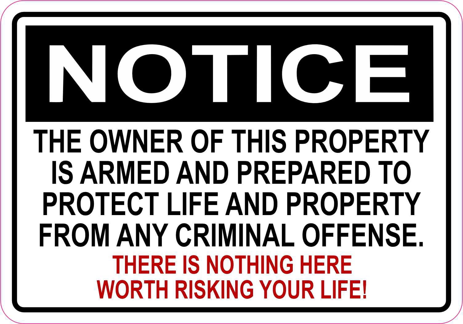 StickerTalk Notice Owner Is Armed Vinyl Sticker, 5 inches x 3.5 inches ...