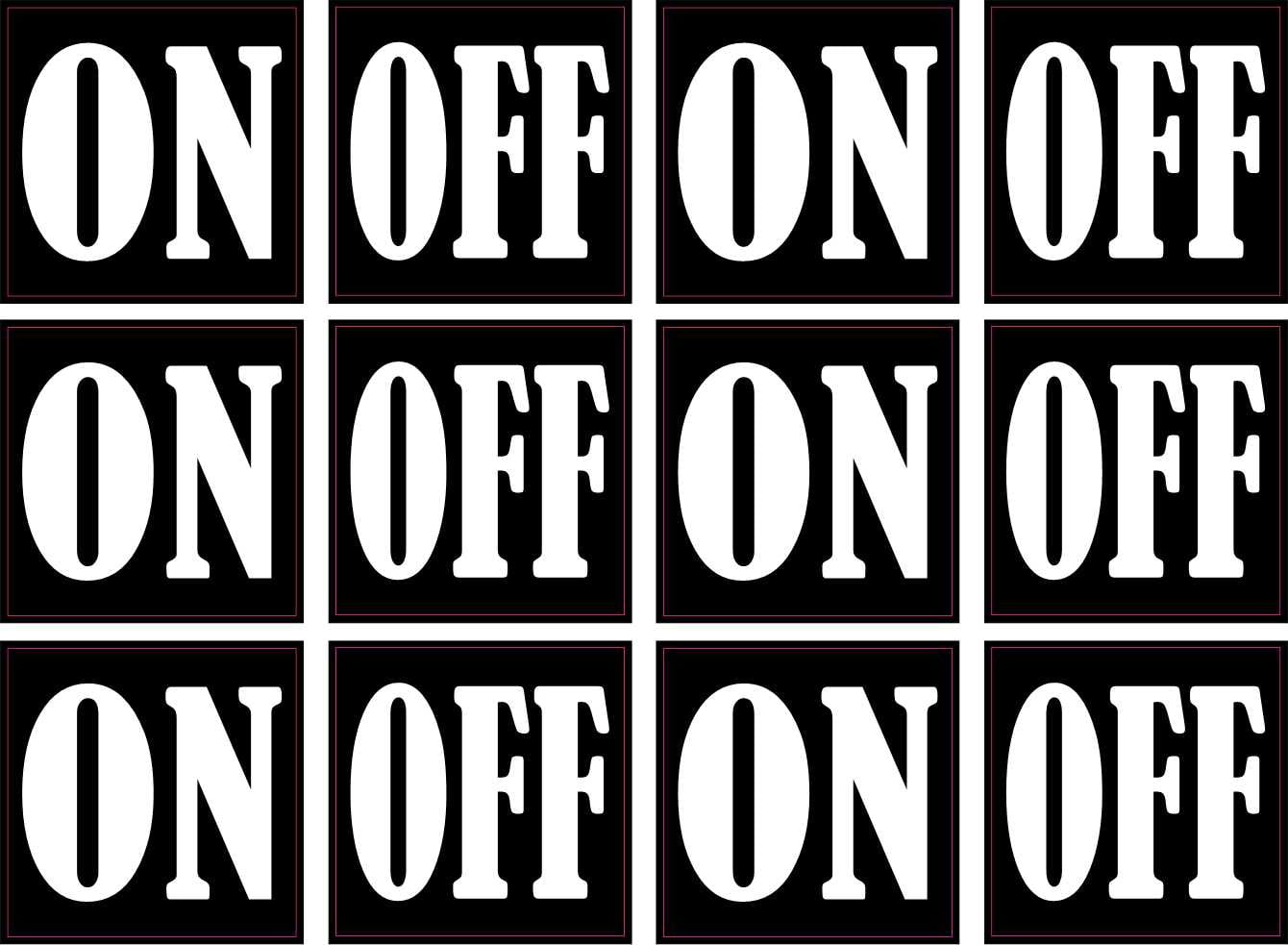 StickerTalk On Off Stickers, Vinyl Adhesive, 1 x 1 Inch Black and White ...