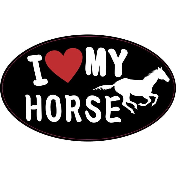 StickerTalk Oval I Love My Horse Vinyl Sticker, 5 inches x 3 inc ...