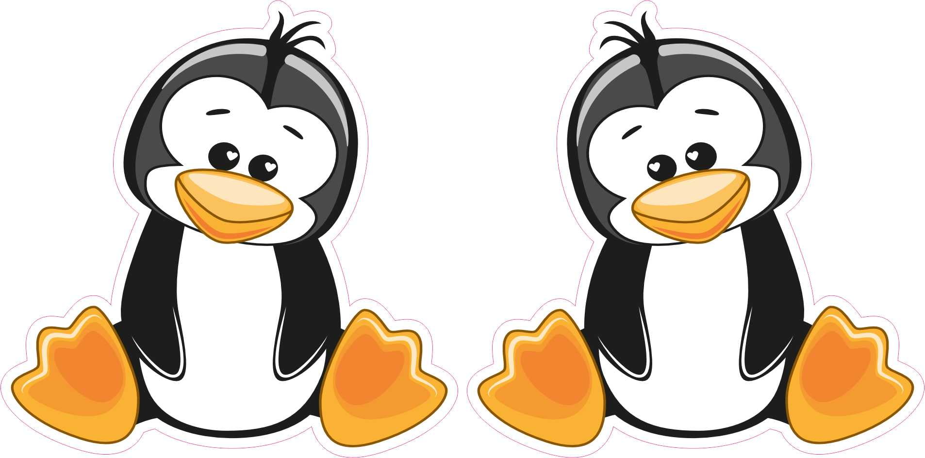 StickerTalk Penguin Vinyl Stickers, 1 sheet of 2 stickers, 3 inches x 3 ...