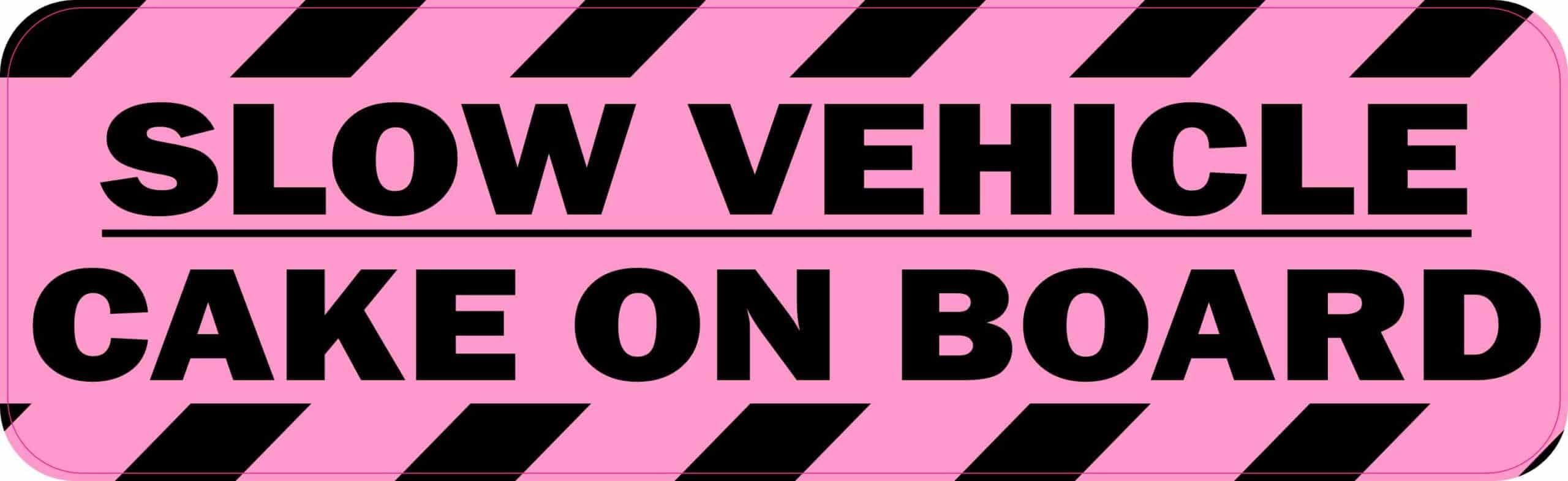 StickerTalk Pink Slow Vehicle Cake on Board Magnet Automotive Decals ...
