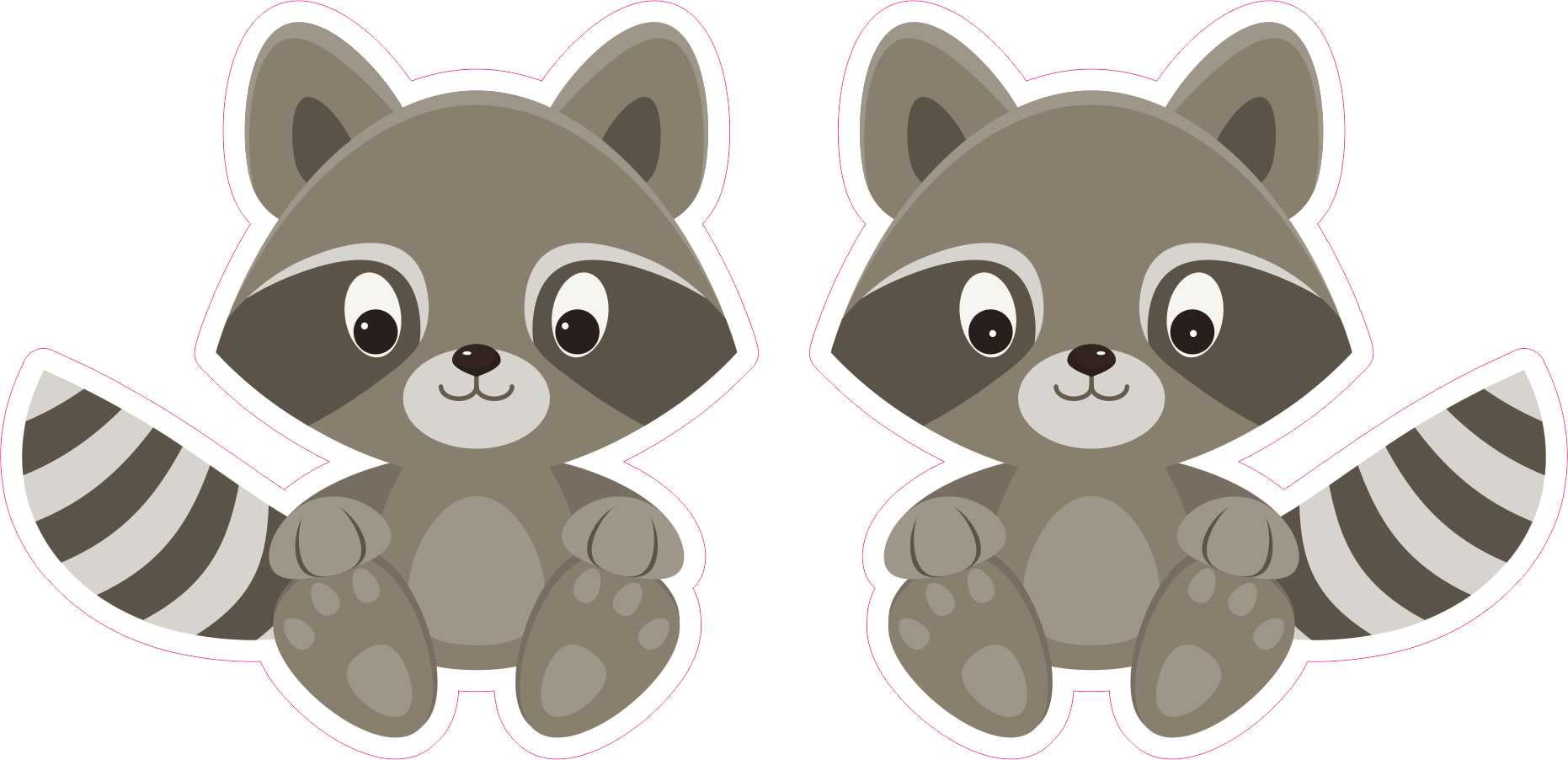 StickerTalk Raccoon Vinyl Stickers, 1 sheet of 2 stickers, 3 inches x 3 ...