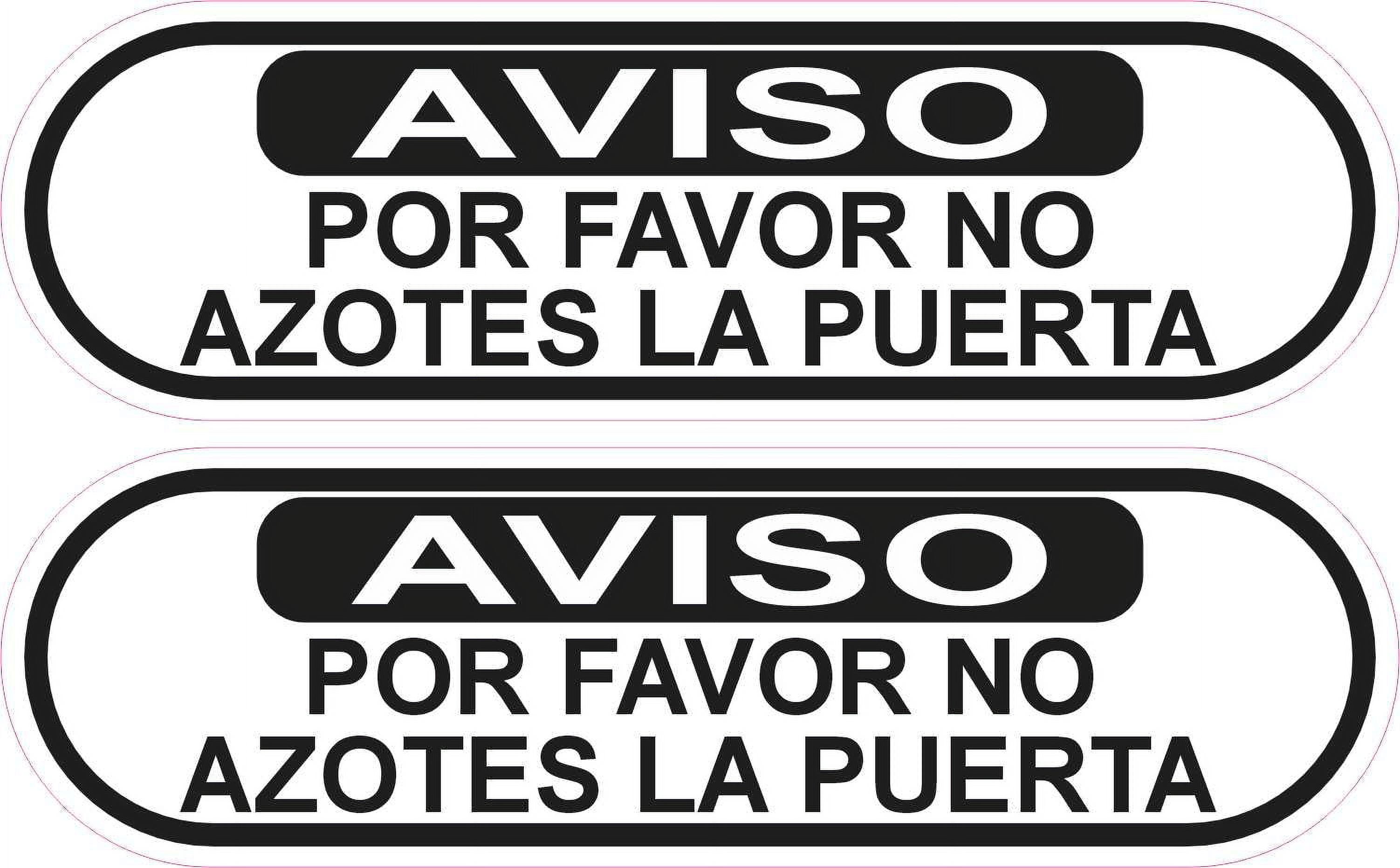 StickerTalk Spanish Do Not Slam Door Stickers, 1 Sheet of 2 Stickers, 5 ...