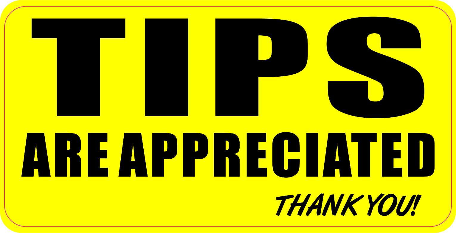 StickerTalk Yellow Tips Are Appreciated Vinyl Sticker, 5 inches x 2.5 ...