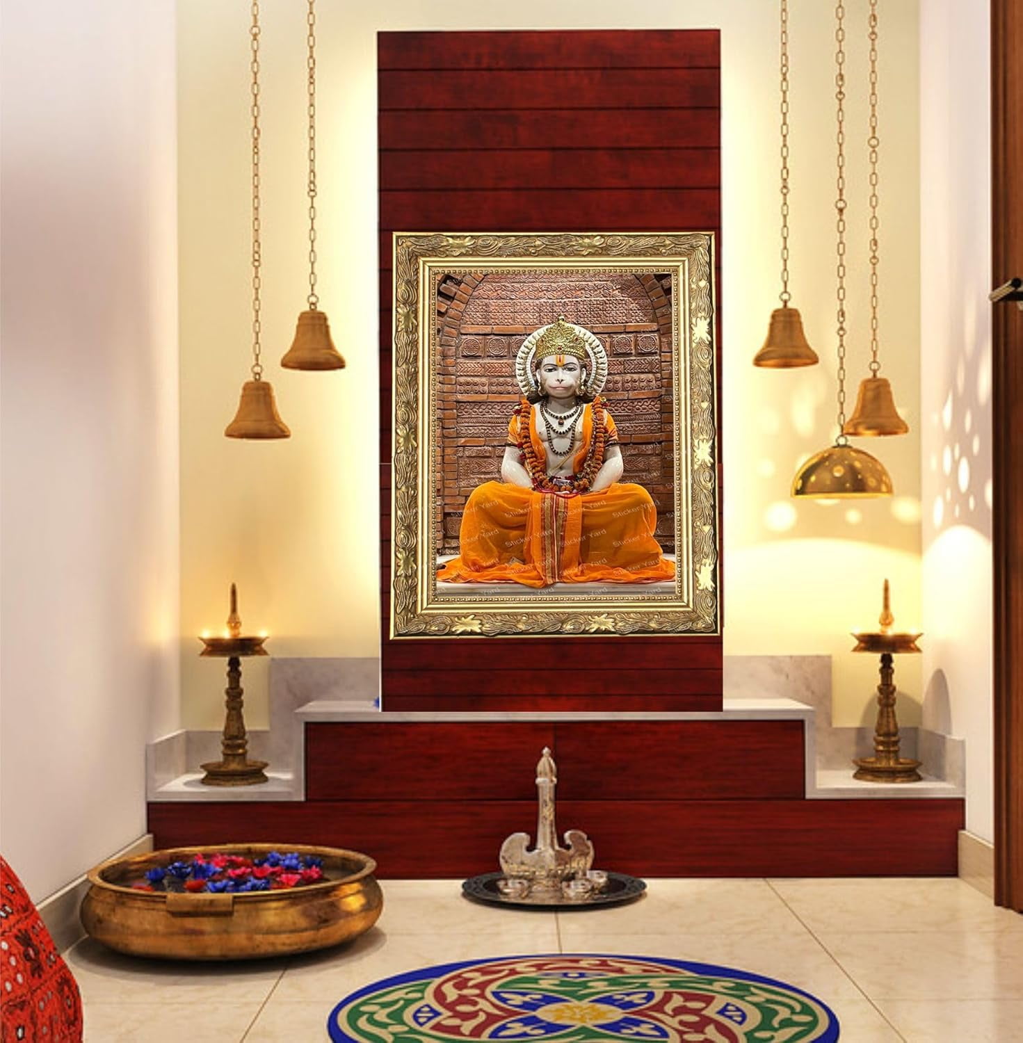 StickerYard Lord Hanuman Ji Wall Stickers for Pooja RoomMandir Vinyl ...