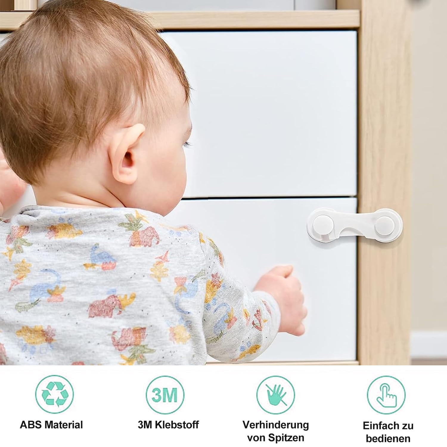 Stickers - 10 Kids Cabinet Locks - White + Aircraft Box - Walmart.com