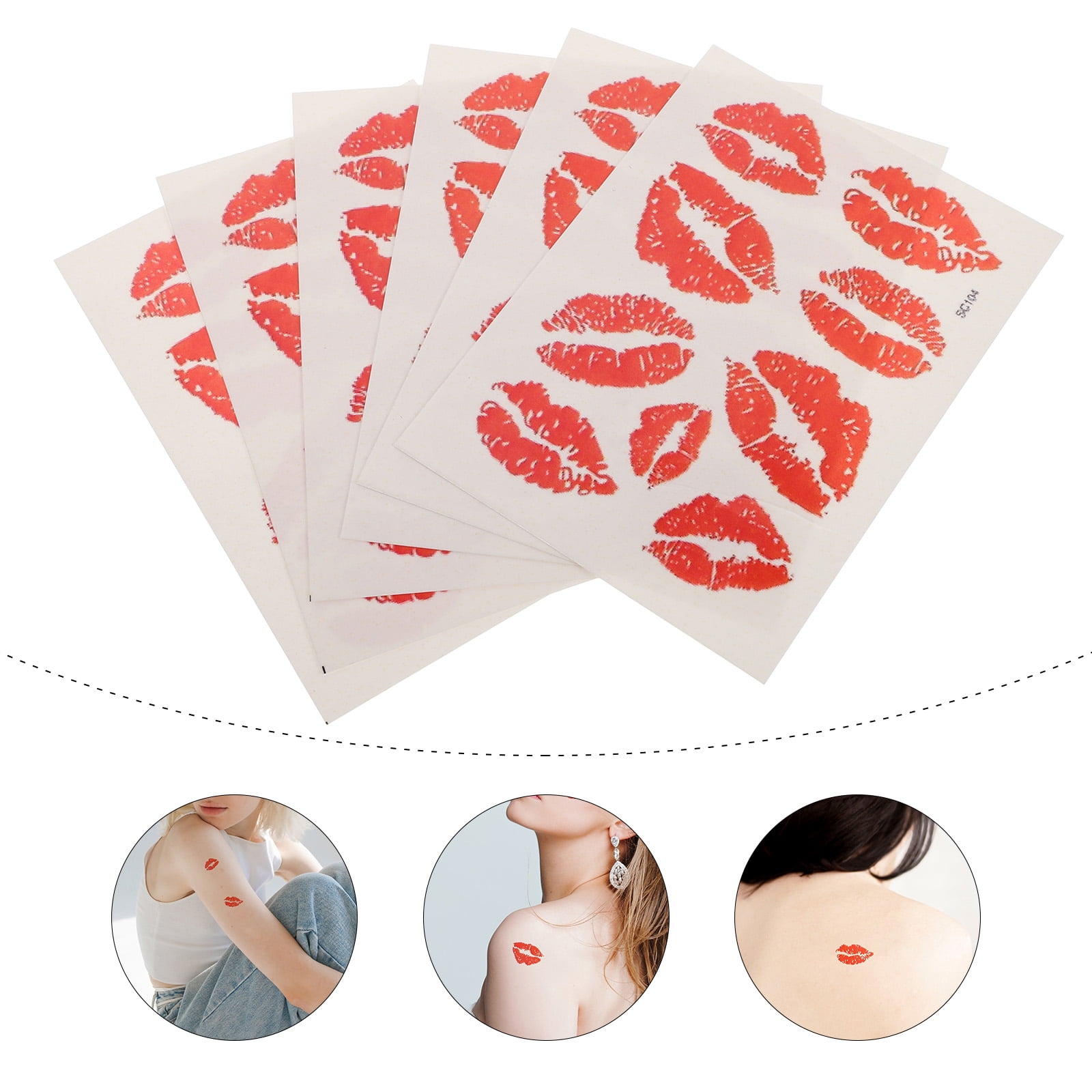 Stickers, 6pcs Temporary Stickers Lips Pattern Water-proof Stickers ...
