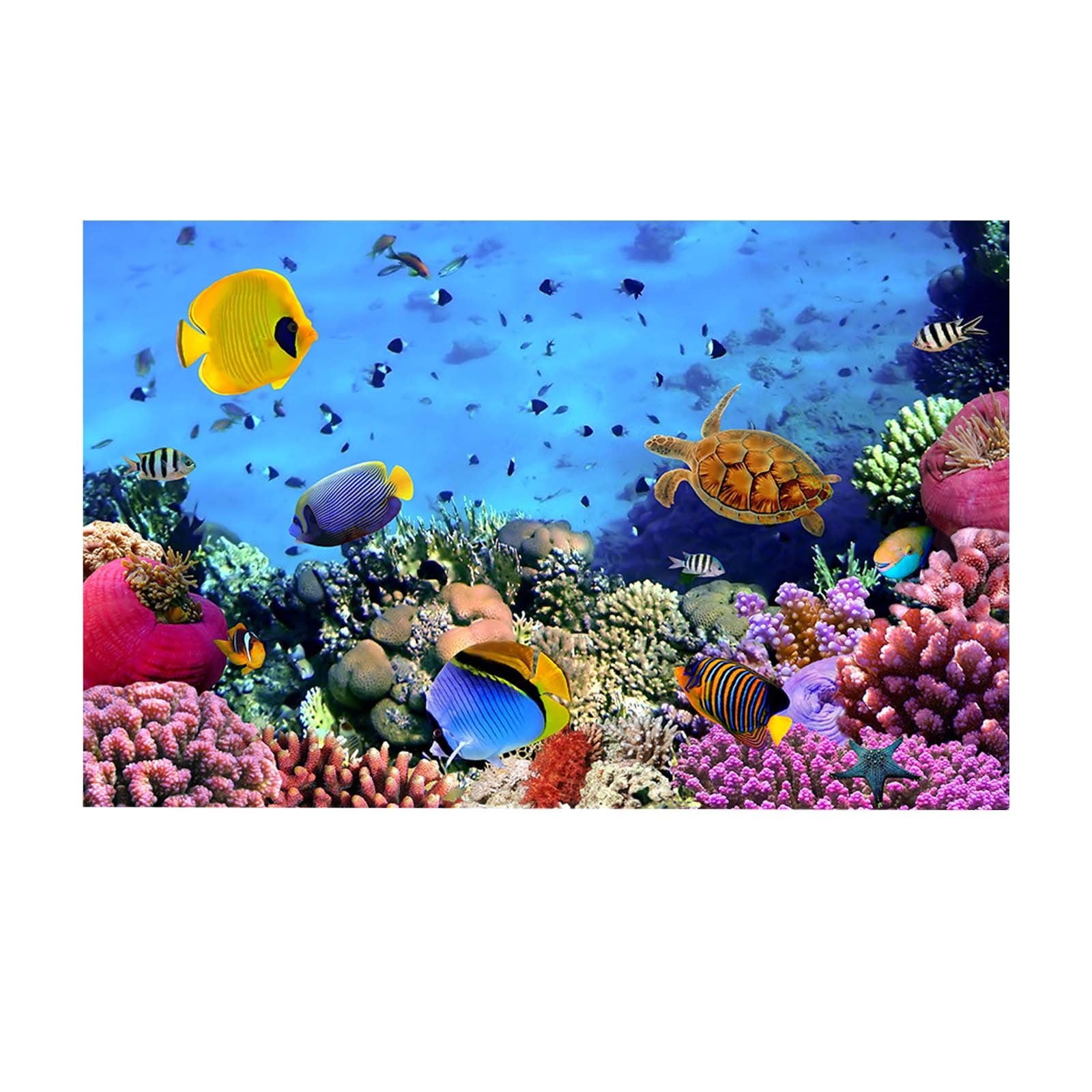 Stickers Aquarium Background Sticker 3D Double Adhesive Wallpaper Fish ...