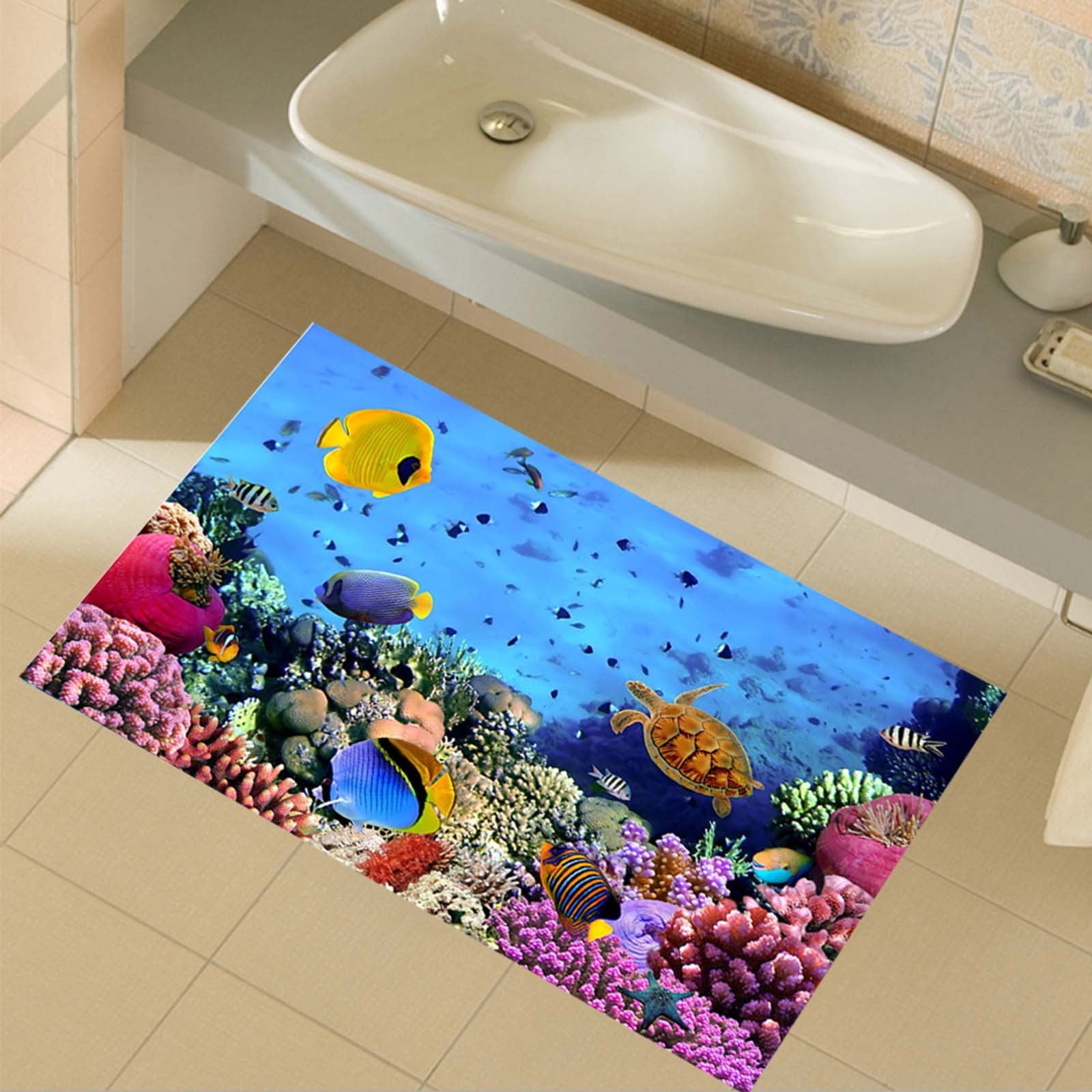 Stickers! Aquarium Background Sticker 3D Double Adhesive Wallpaper Fish ...