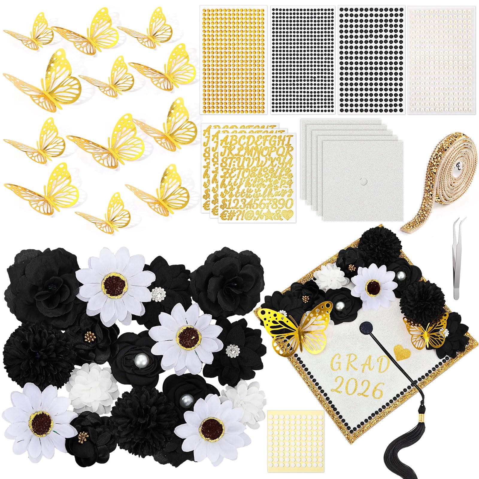 Stickers Black DIY Graduation Cap Decoration Kit - Walmart.com