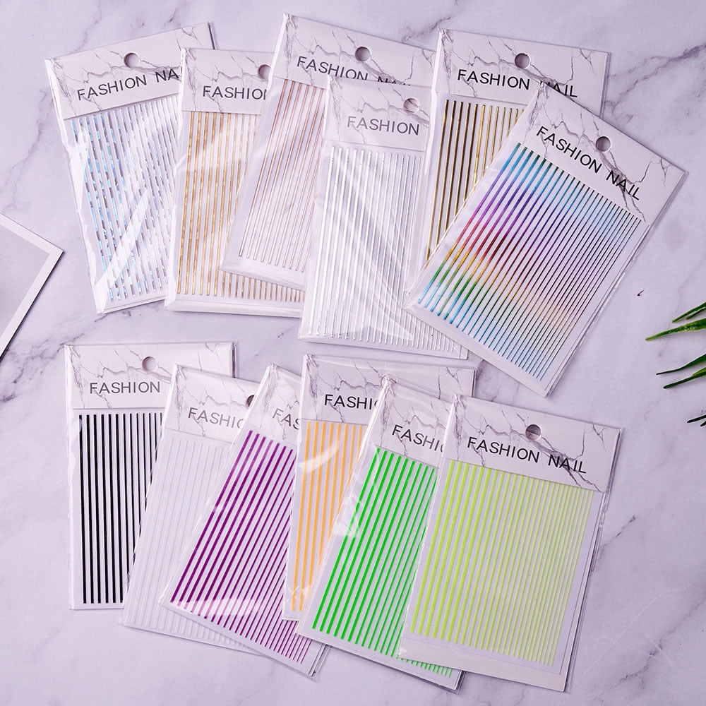 Stickers Bright Line Back Glue Nail Paste Decorative Multi-color Nail ...