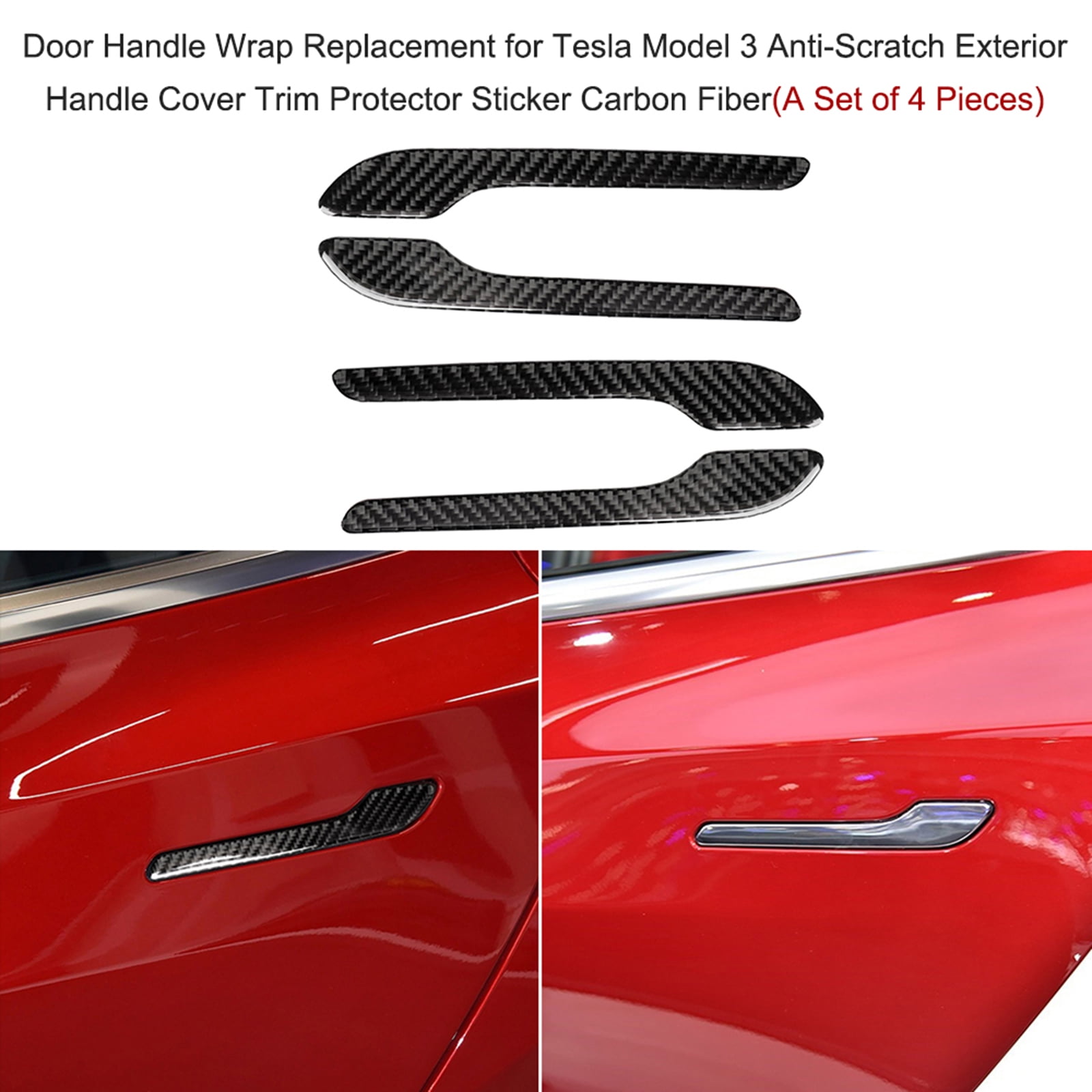 Stickers,Carbon Fiber(a Set Model 3 Wrap Tesla Model 3 -scratch Handle ...