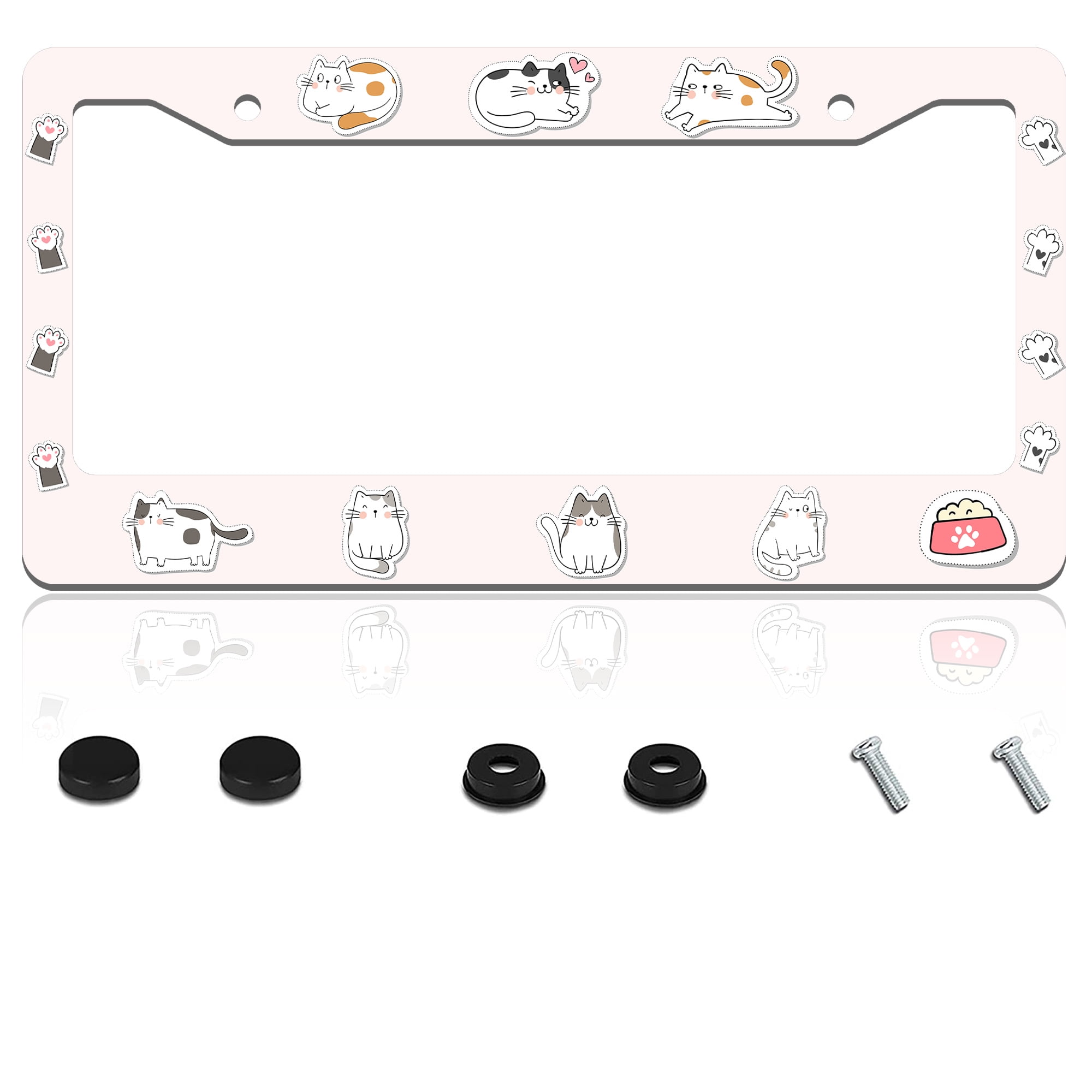 Stickers Cute Cat License Plate Frame Metal Car Accessories ...