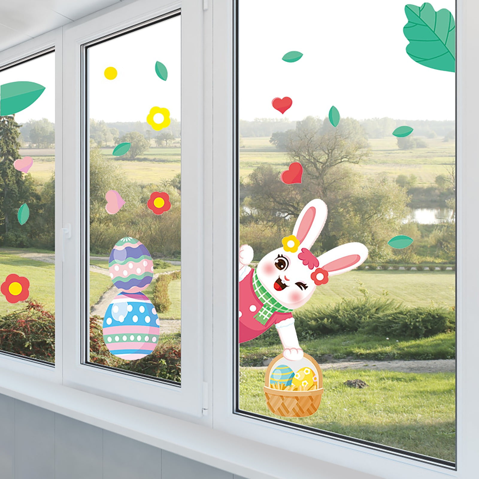Stickers,Easter Window Sticker Decorative Bunny Easter Egg Large Window ...