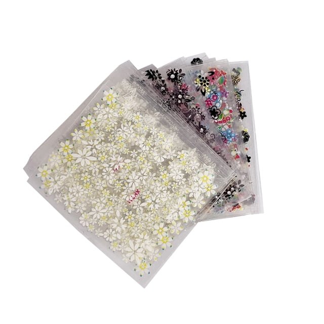 Stickers,Floral Color Floral Nail Decals Decoration 50 Sheet 3d ...