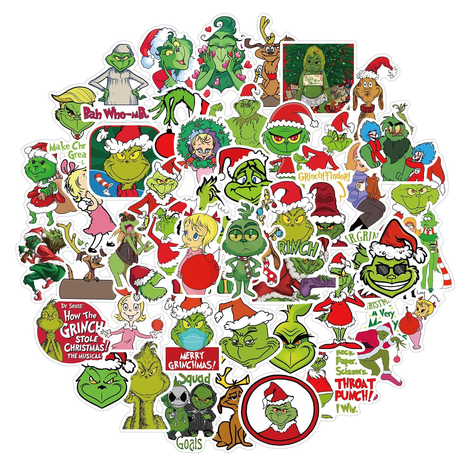 Stickers For Kids Bulk, Grinch Wall Stickers, Christmas Themed Stickers ...
