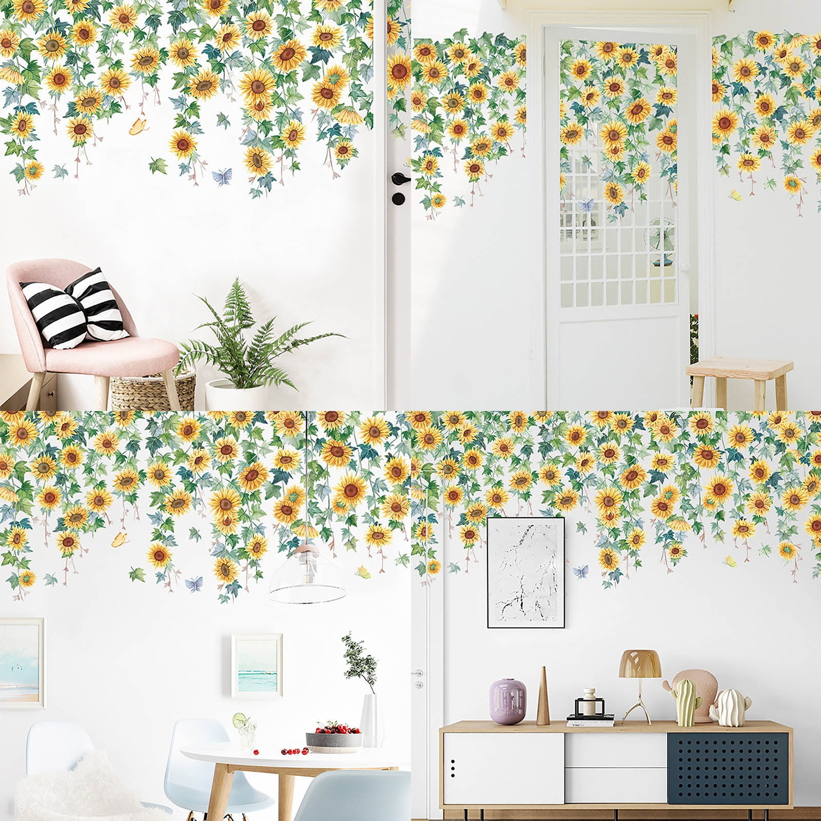 Stickers For Water Bottles Plants Decoration Wall Sunflower Stickers ...