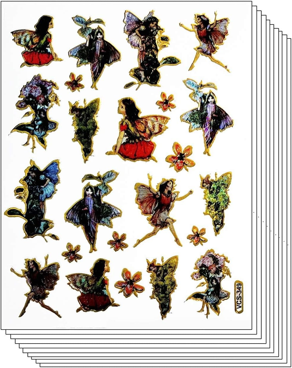 Stickers Glitter Pack 10 Sheets Little Fairy Angel And Friends Sticker ...