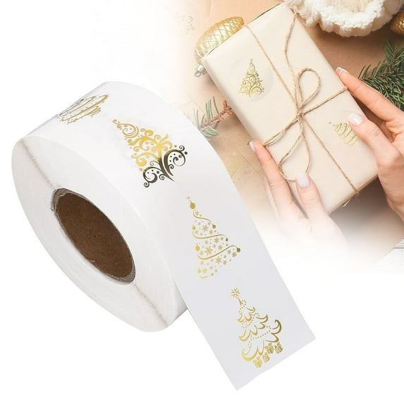 Stickers,Gold Foil Christmas Tree Transparent Stickers (500 Pcs) Stick ...