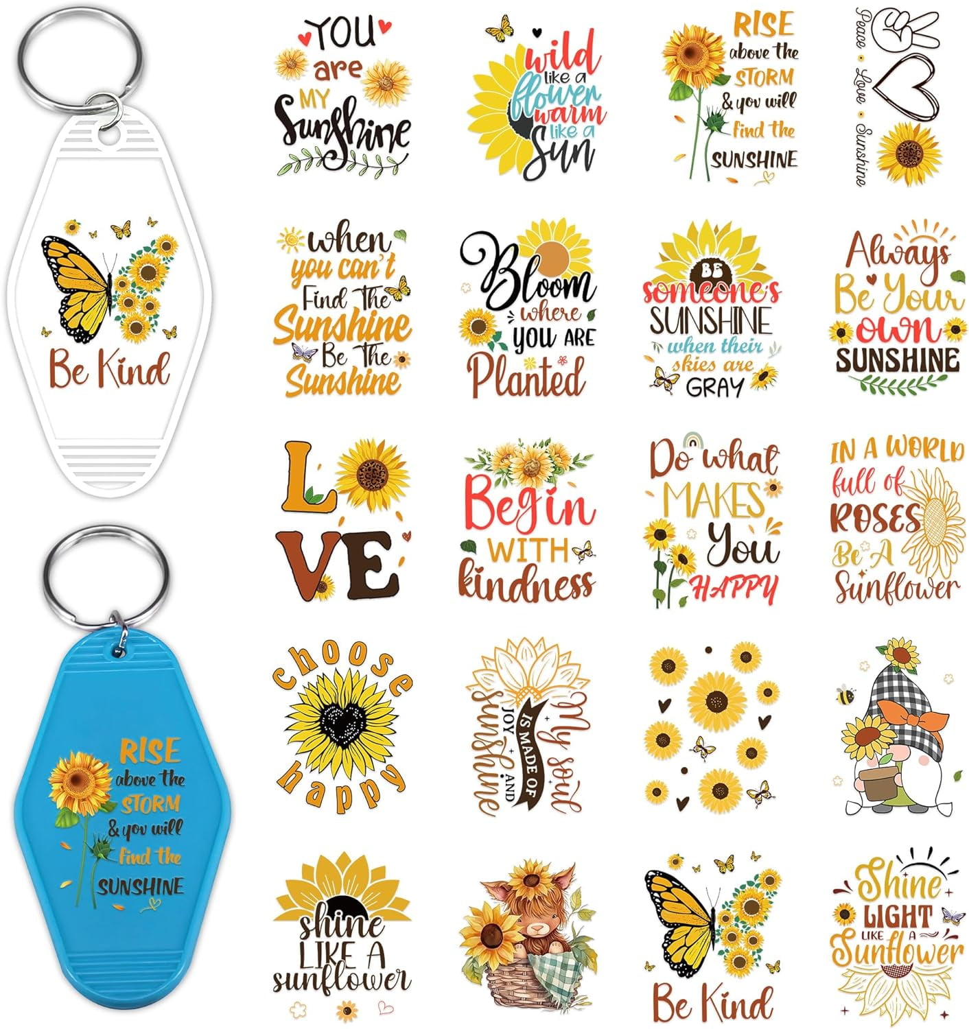 Stickers for Motel Keychain - 8 Sheets UV DTF Transfer Keyring Sticker ...