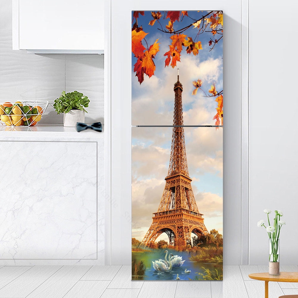 Stickers To Cover Fridge World City Scape Retro Paris Poster Wall Art ...