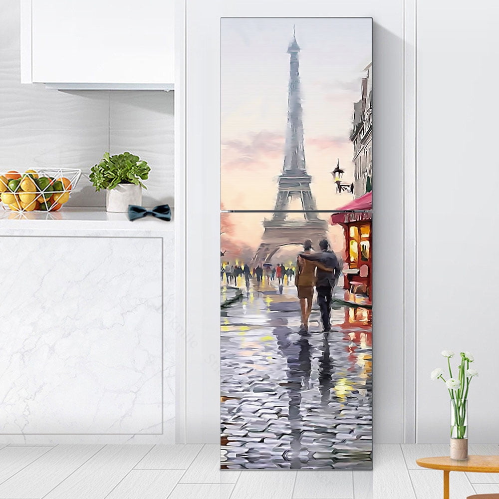 Stickers To Cover Fridge World City Scape Retro Paris Poster Wall Art ...