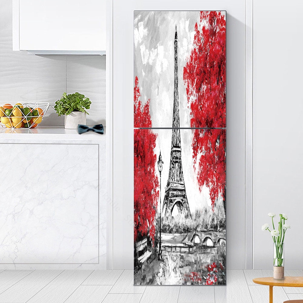Stickers To Cover Fridge World City Scape Retro Paris Poster Wall Art ...