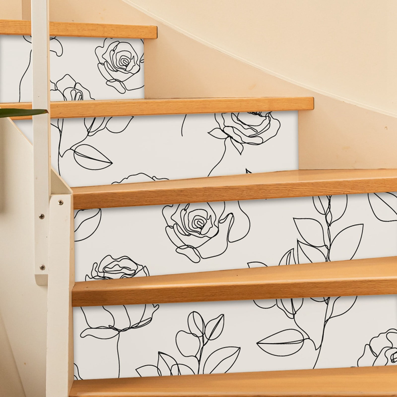 Stickers,Waterproof Stickers, Art Rose Floral Staircase Cabinet Decals ...