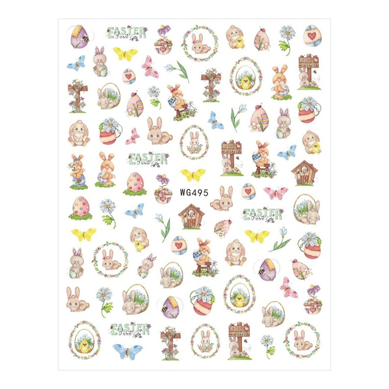 Stickers for Girls 8-12 Easter Nail Stickers New 3D Back Glue Golden ...