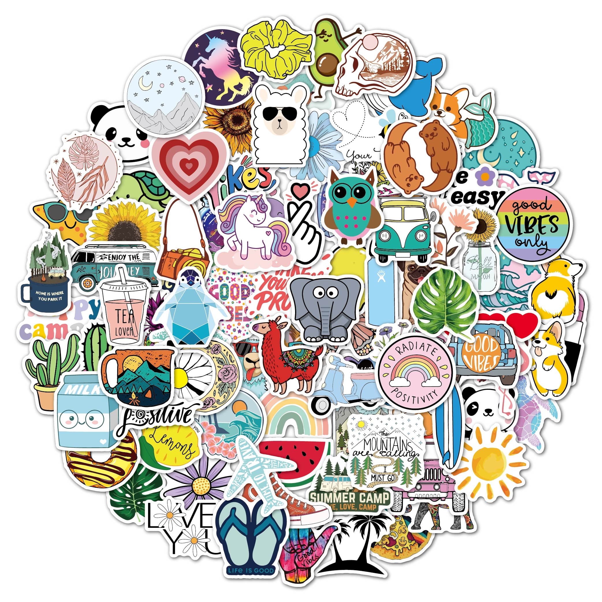 Kawaii Vinyl Waterproof Stickers for Water Bottles, 100 Pack for ...