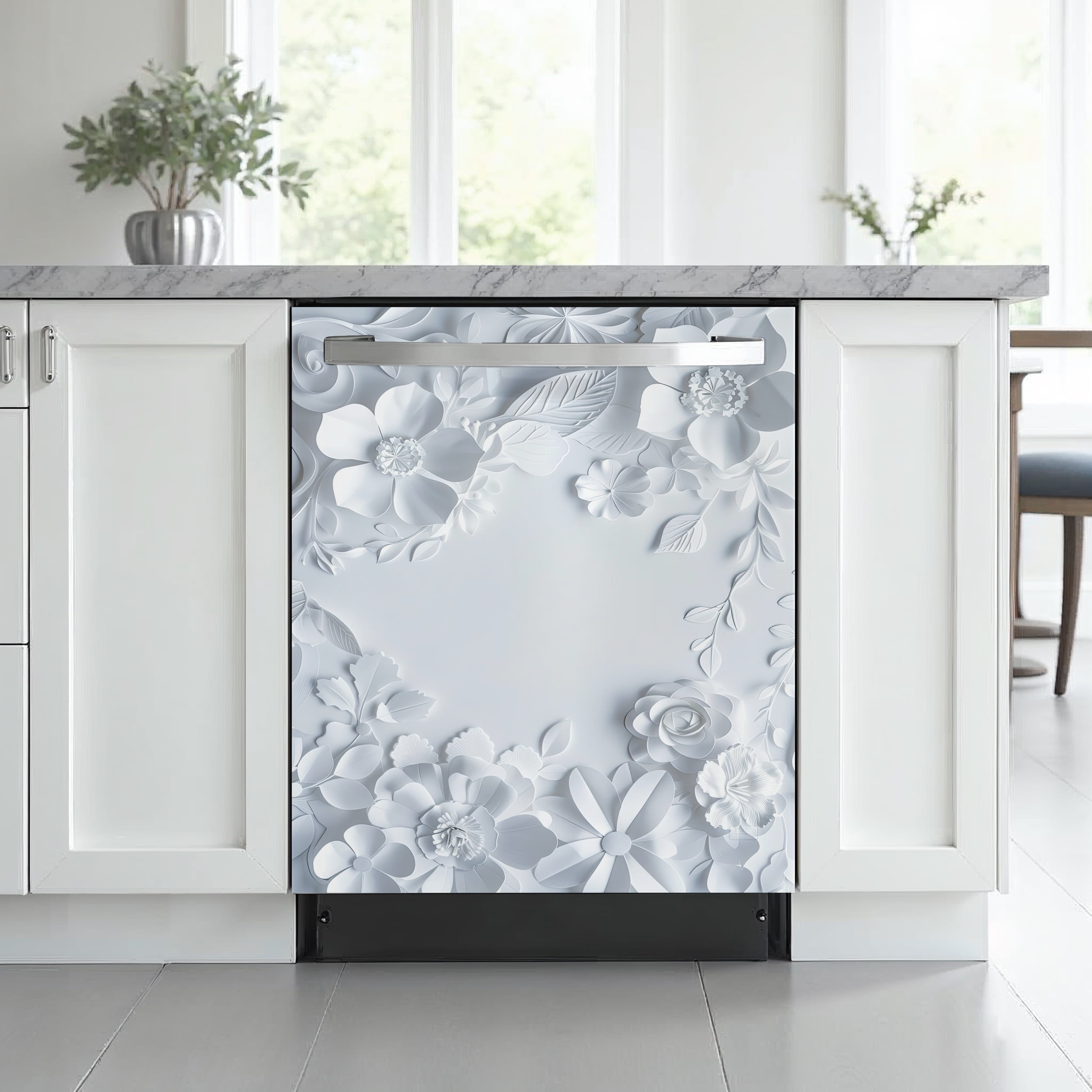 StickersForLife White Botanical Floral Dishwasher Vinyl Decal for All ...