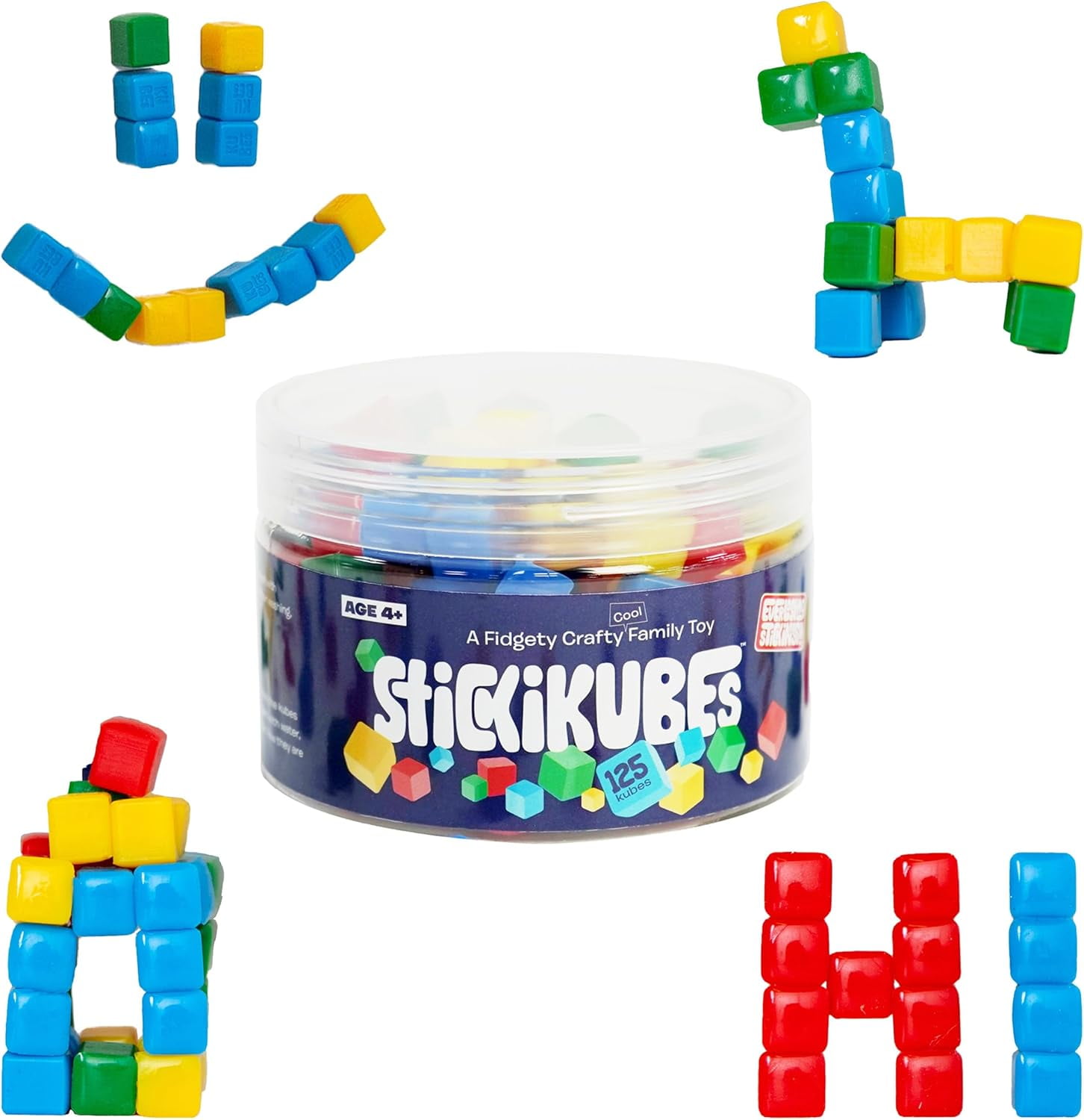 StickiKubes, Mini Stacking Cubes That Stick to Anything, Non Toxic Kid ...