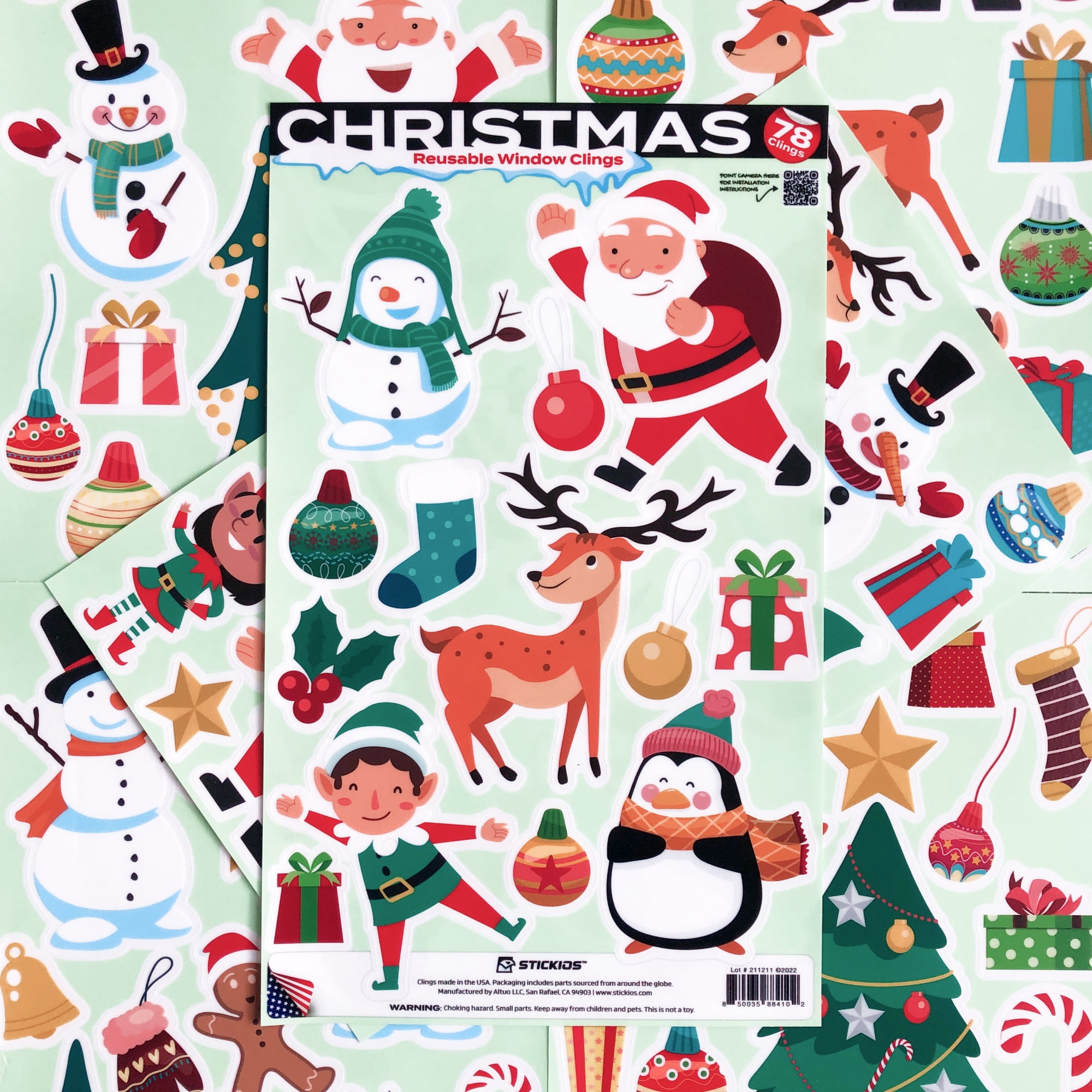 Stickios Xmas Window Clings - 78 Unique Christmas Character Stickers ...
