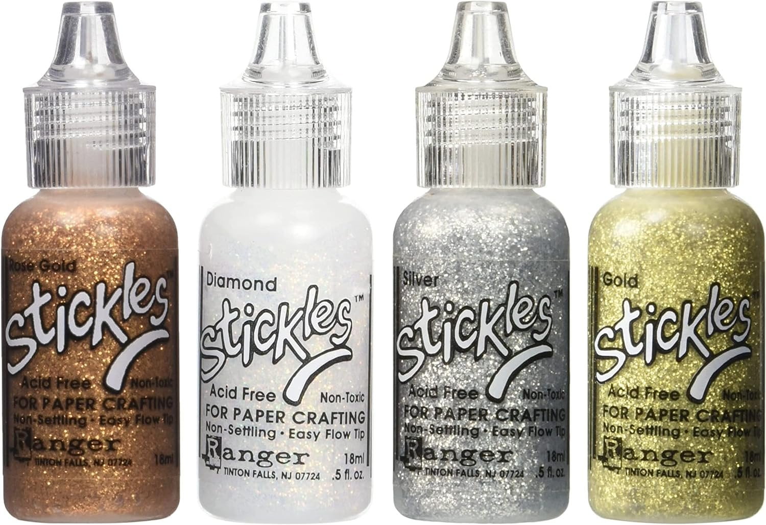 Stickles Glitter Colors - Rose Gold, Diamond, Silver & Gold - 4 Item ...