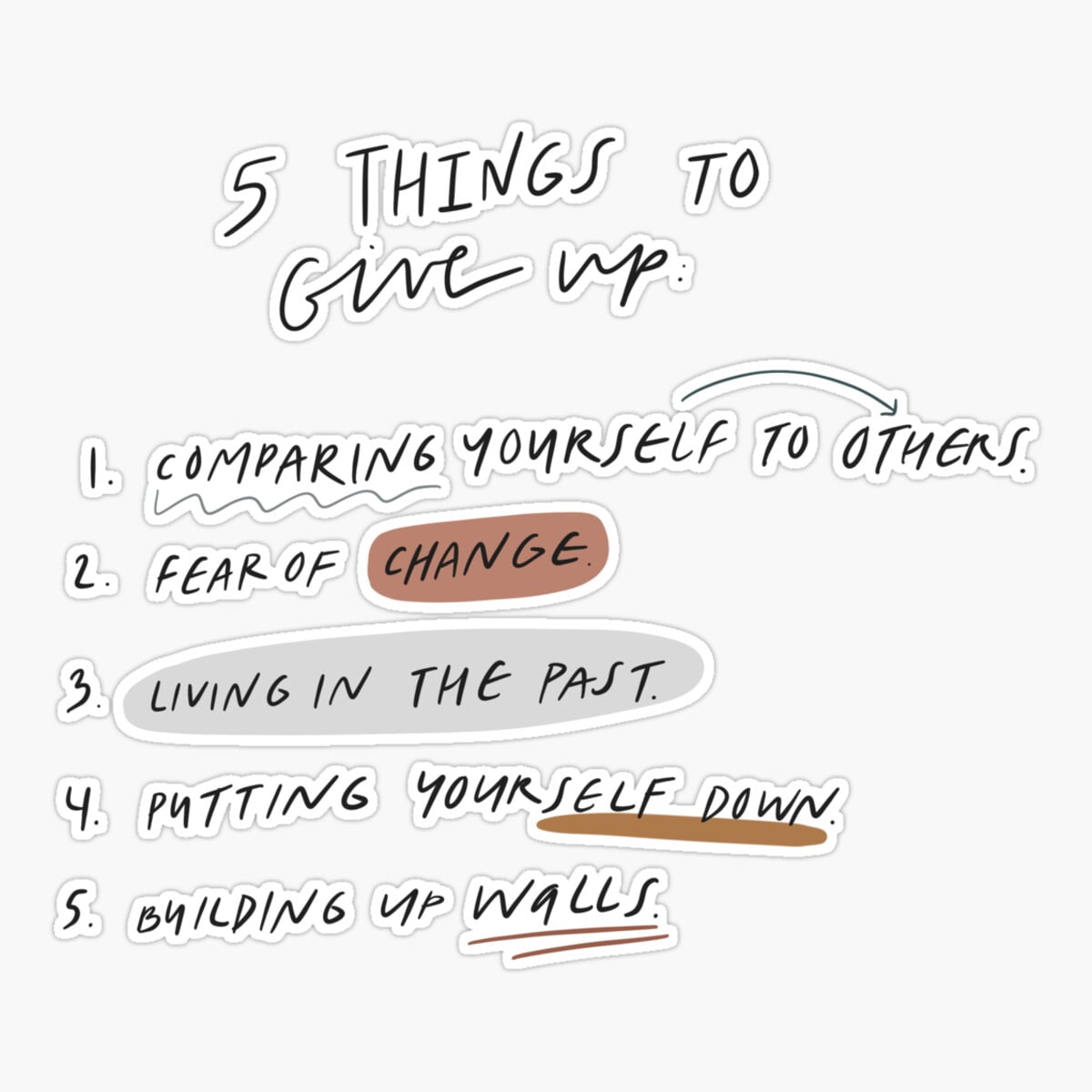 Stickly 5 Things To Give Up Sticker, Phone Decal Water Bottle Stickers ...