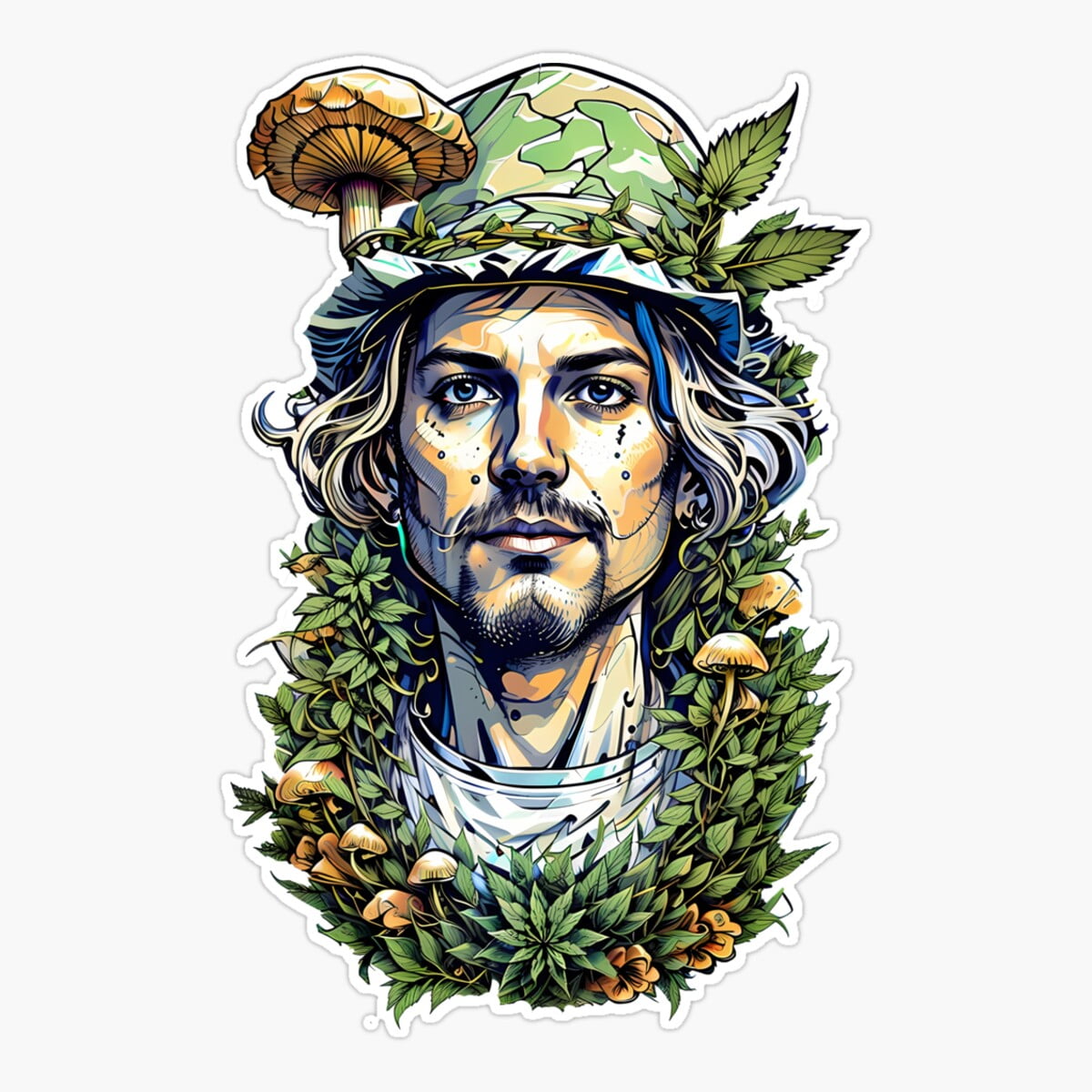 Stickly 60'S Mushies Type Oguy And Caps Sticker, Phone Decal Water ...